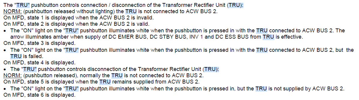 Conditions for the TRU in the ATR? - Aircraft & Systems - Microsoft ...