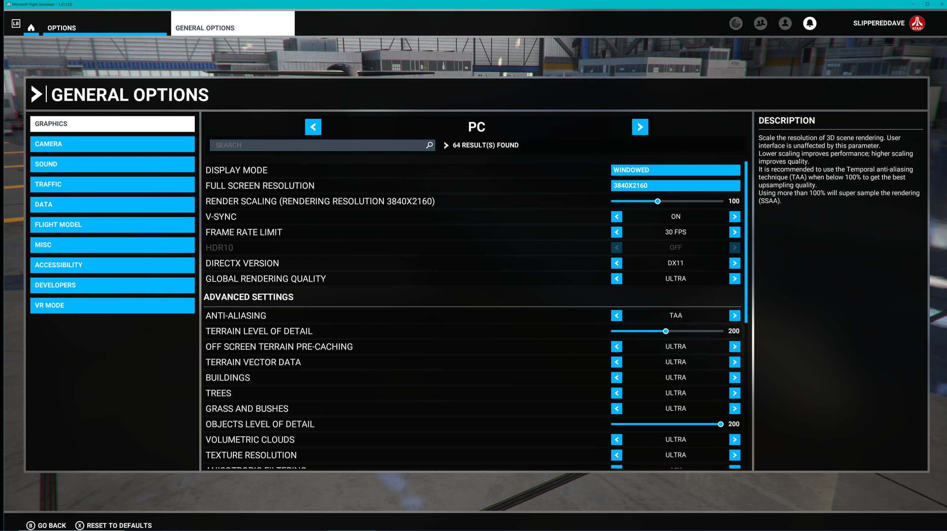 General Options Menu - individual settings descriptions only working ...