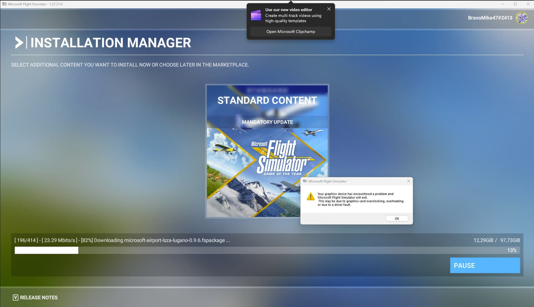 Warning: Your graphics device has encountered a problem - Page 27 - Install, Performance ...