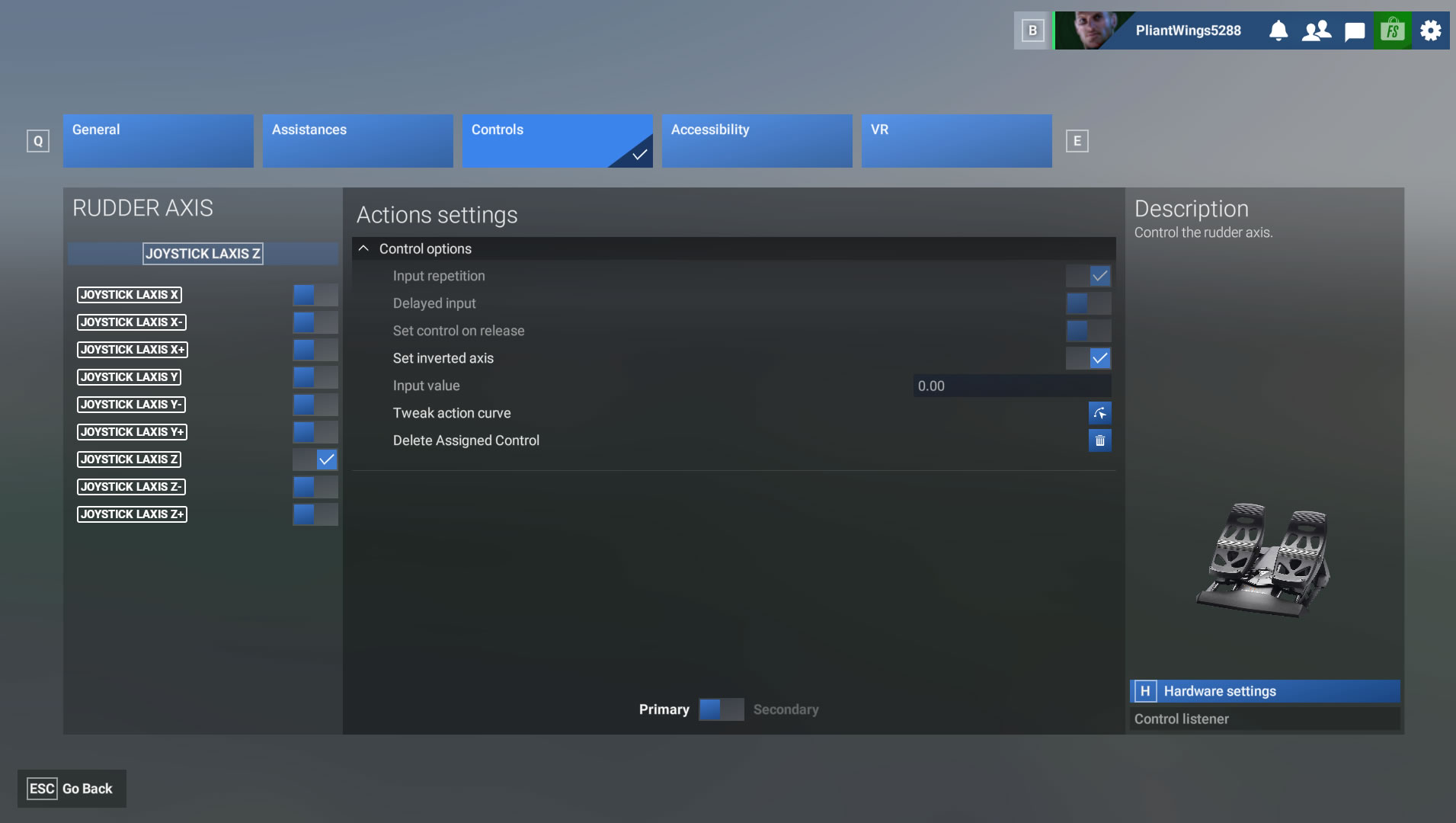 [MSFS2024][SOLVED] Thrustmaster T.Flight Rudder Sensitivity - Hardware ...