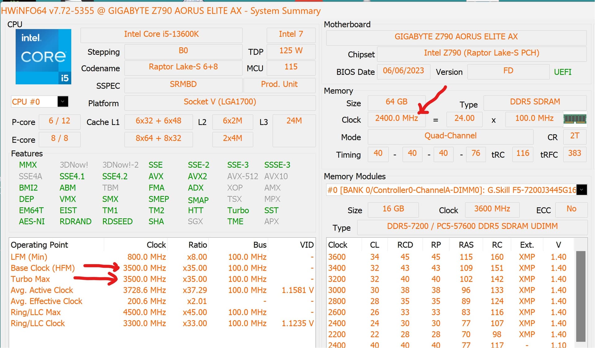 I5-13600 CPU 5Ghz to 3.5 & DDR5 6400 to 4800. No change in FS2020 - Hardware & Peripherals ...