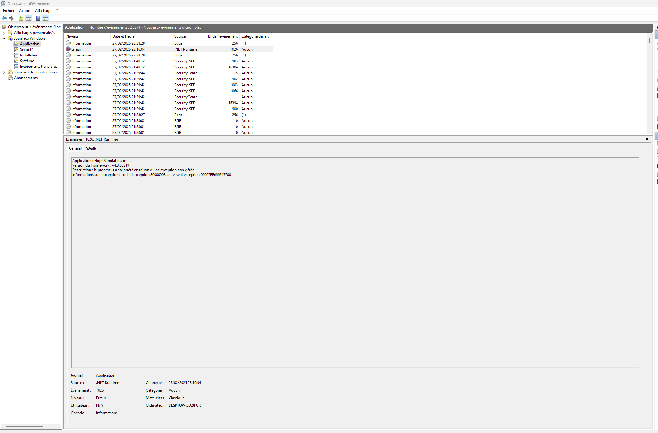 CTD Middle of flight - Crashes (CTDs) - Microsoft Flight Simulator Forums