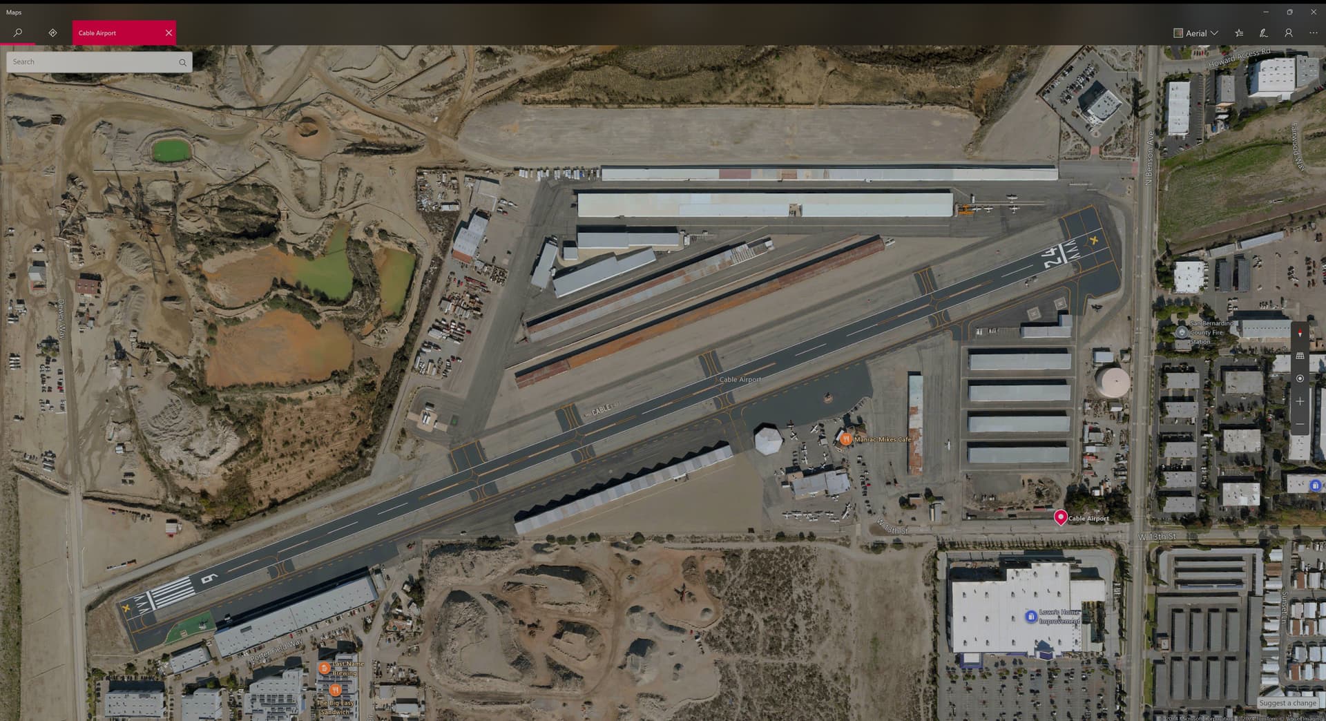 KCCB Cable Airport Runway Marked as Closed and Many Buildings Flattened ...