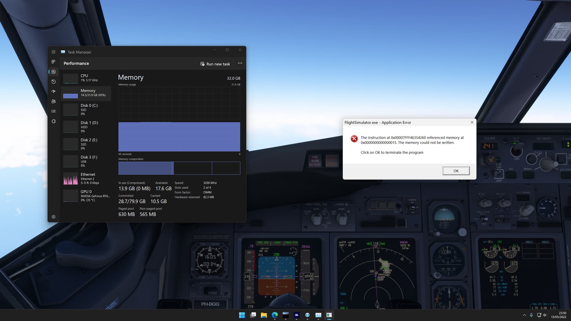 MSFS Application Error - memory could not be read - #299 by JGL574 - Resolved - Microsoft Flight ...
