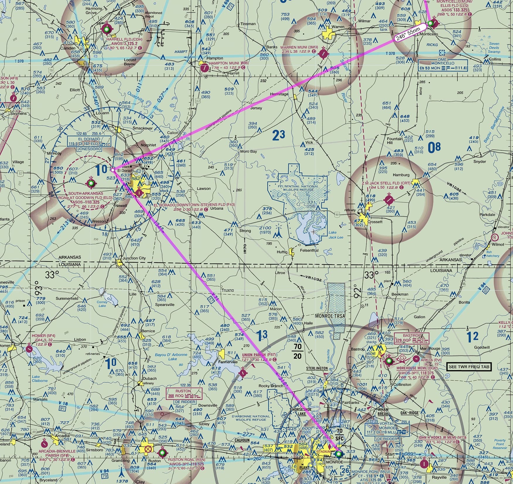 Aussie Group Flights Team - NAV Exercise: VOR Nav from KHEE to KMLU ...