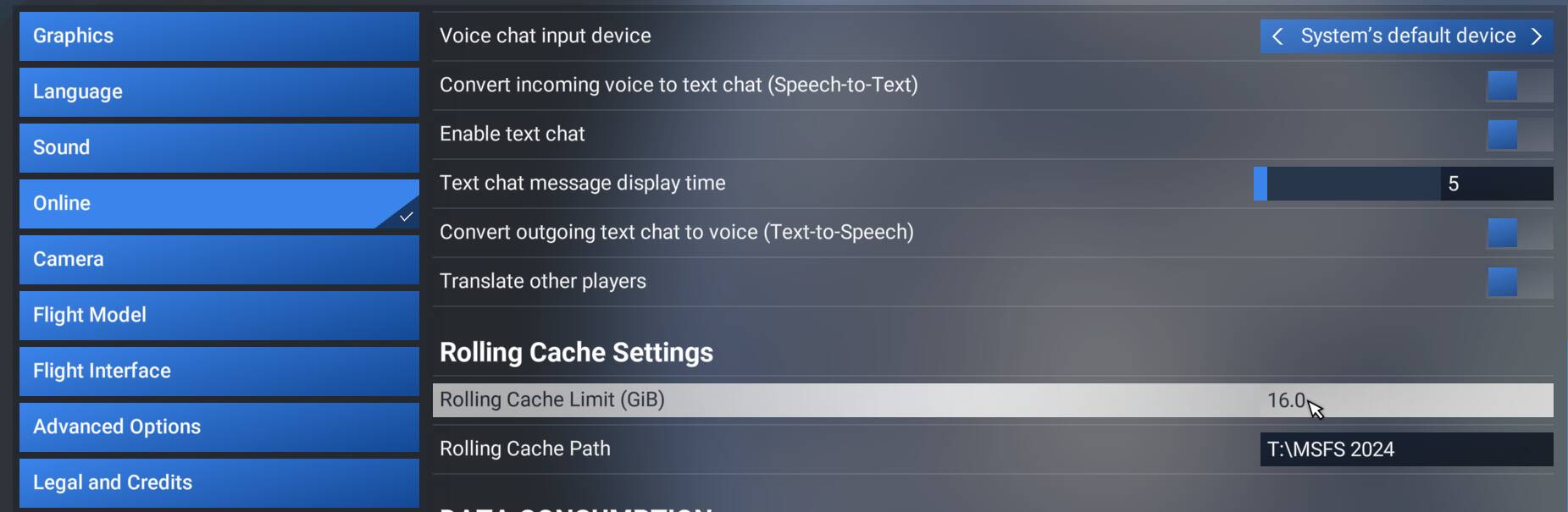 Unable to increase rolling cache - Install, Performance & Graphics - Microsoft Flight Simulator ...