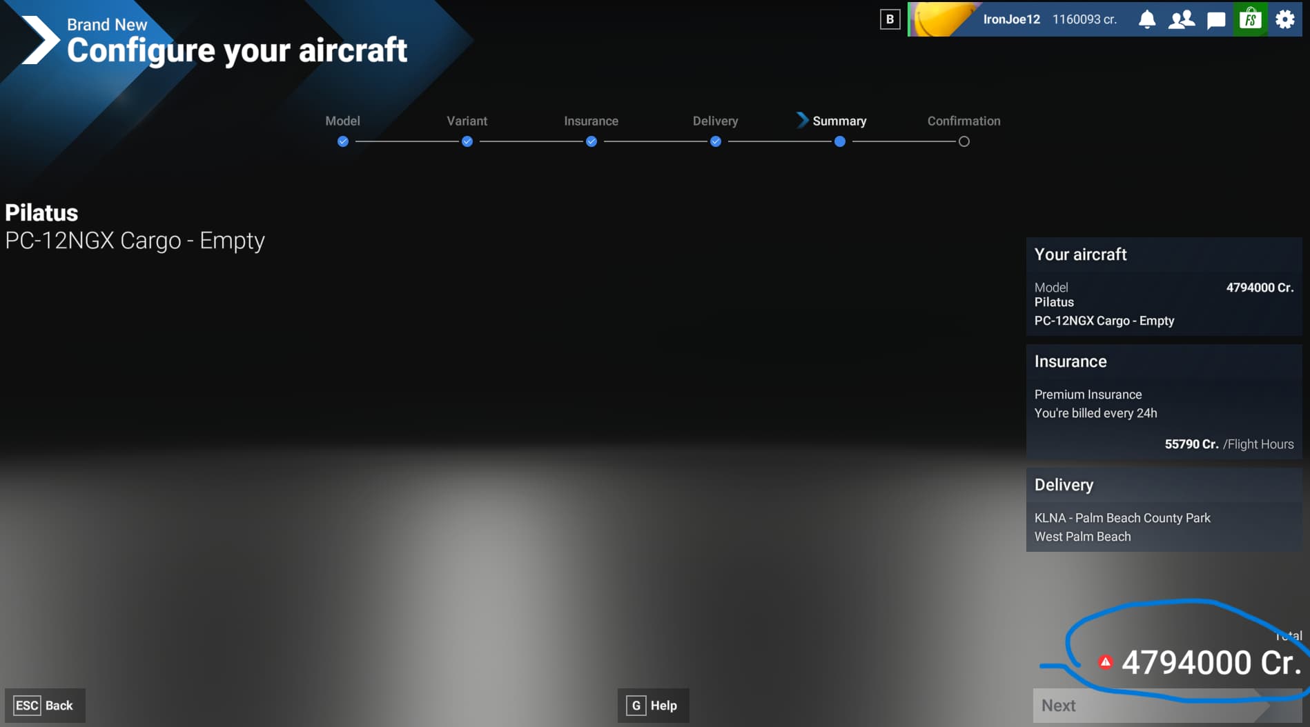 Career mode try buying aircraft block at configuration summary - User Interface & Activities ...