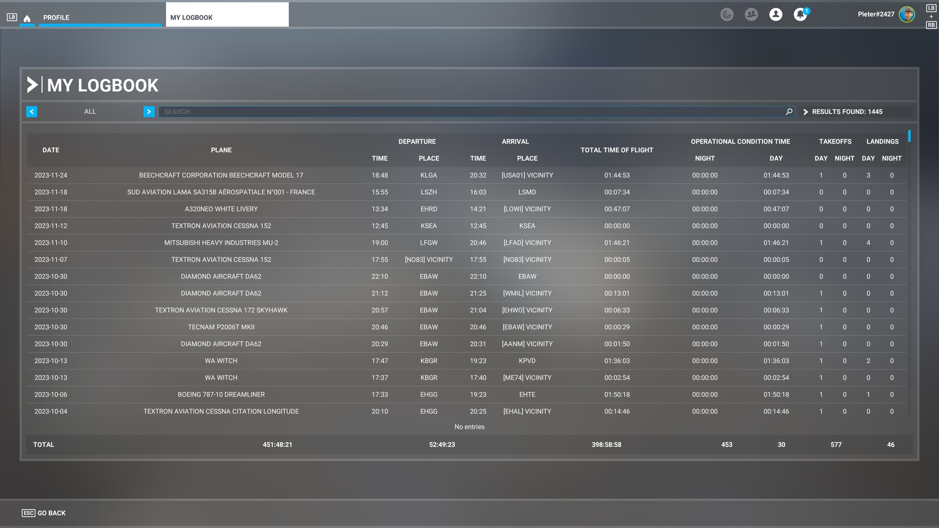 Broken rendering of My LogBook (SU14 Beta) - User Interface & Activities - Microsoft Flight ...