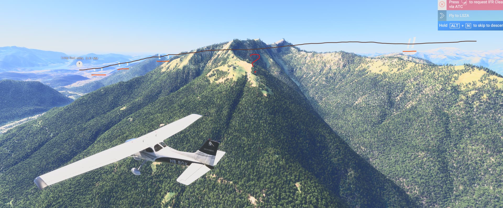 Flight seeing missions create flight paths intersecting with terrain ...