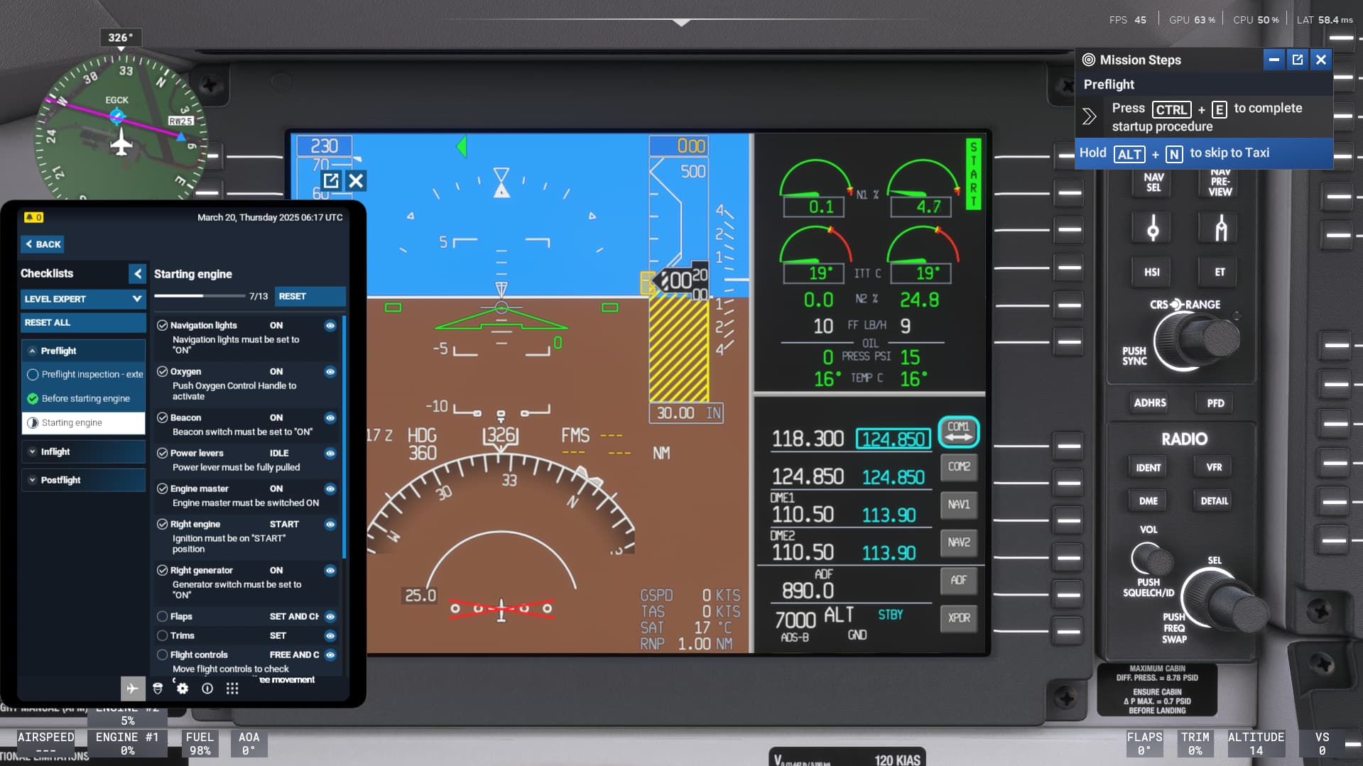 PC-24 Career related issues (Start Up / NAV-Mode / Heading Bug ...