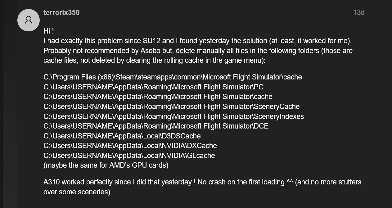 A310 ctd on first loading - Page 2 - Crashes (CTDs) - Microsoft Flight Simulator Forums
