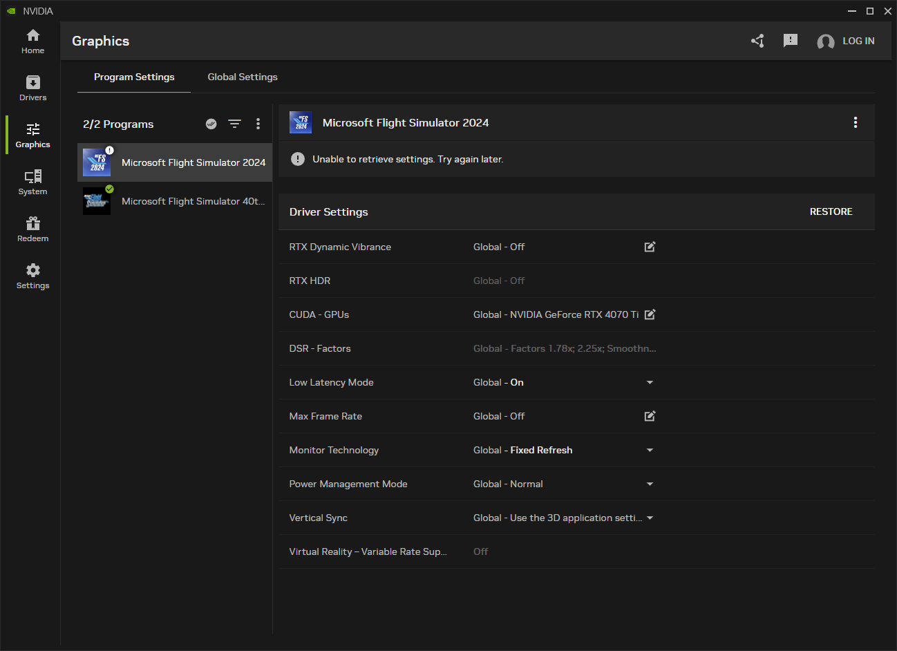 Nvidia Not Recognizing FS2024 - Install, Performance & Graphics - Microsoft Flight Simulator Forums
