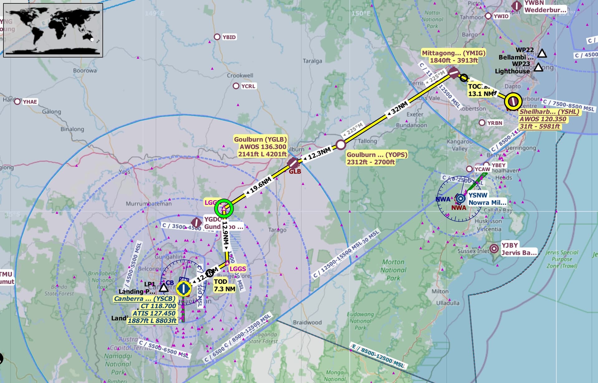 Aussie Group Flights Team: VATSIM VFR - Shellharbour to Canberra ...