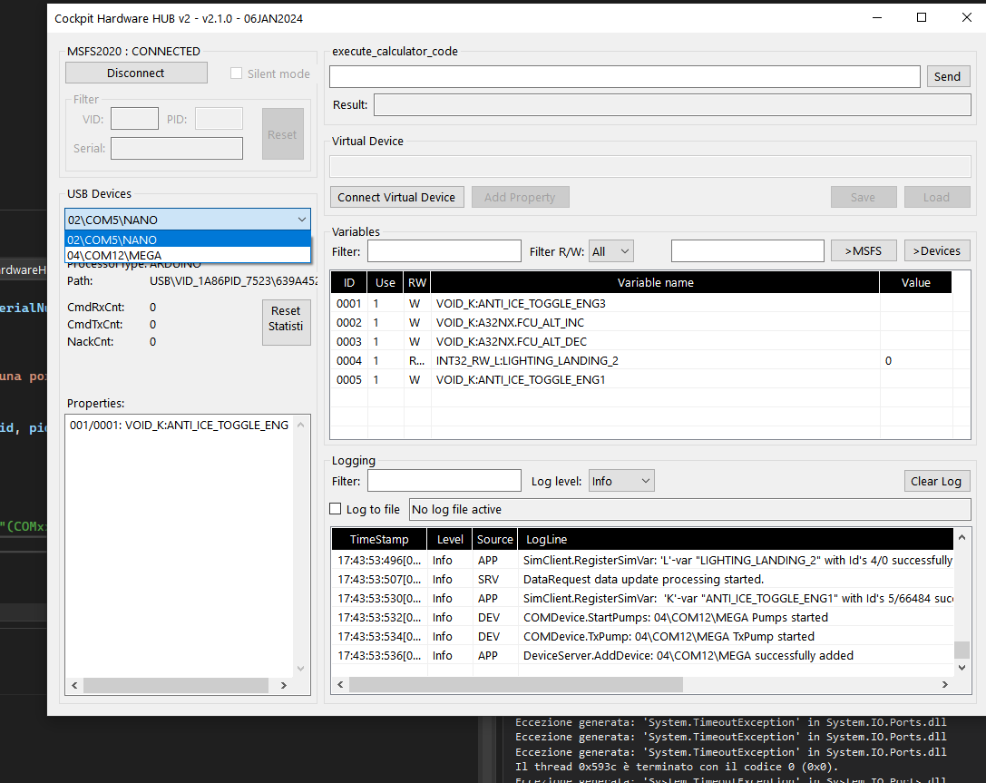 Tool to connect Serial USB devices to MSFS2020 via SimConnect/WASM using VS2022 - Home Cockpit ...