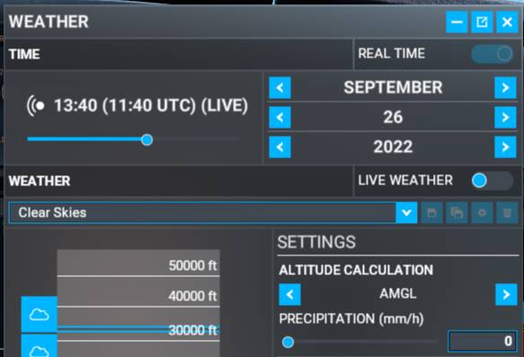 Cannot Select Live Weather - Weather & Live Weather - Microsoft Flight ...