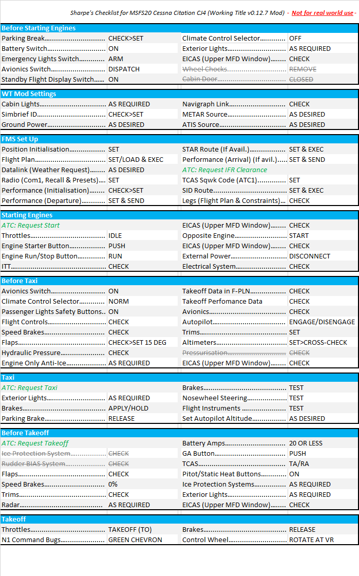 WT CJ4 Checklist - Aircraft & Systems - Microsoft Flight Simulator Forums