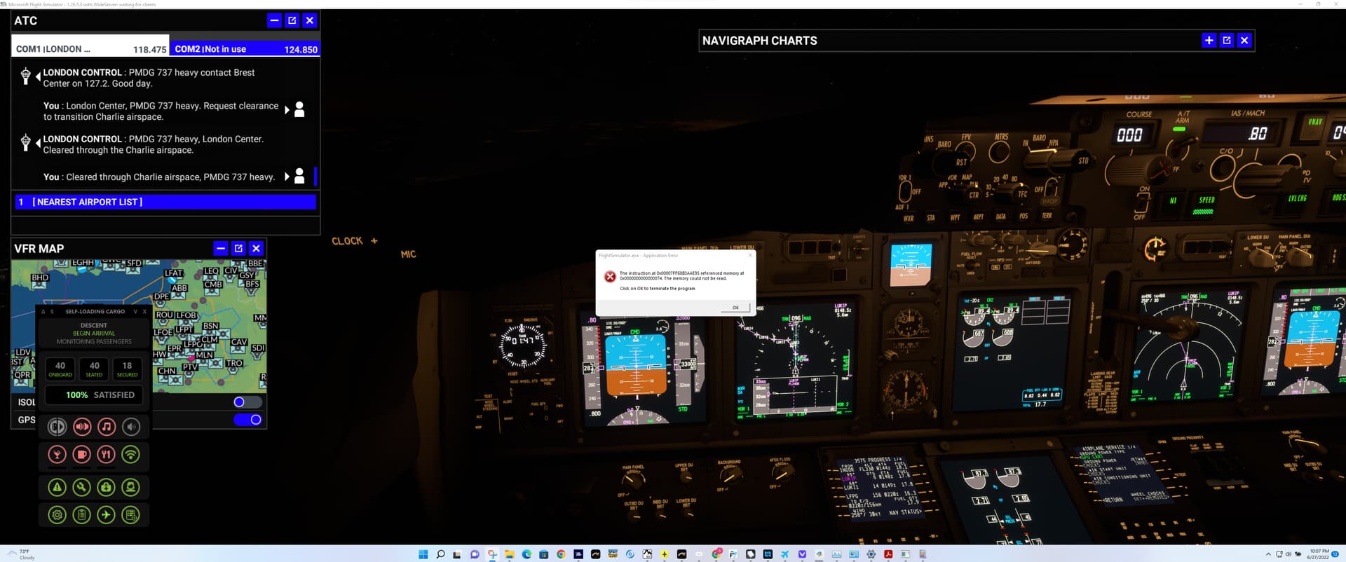 Msfs Application Error Memory Could Not Be Read 836 By Tadow7778199 Resolved Microsoft