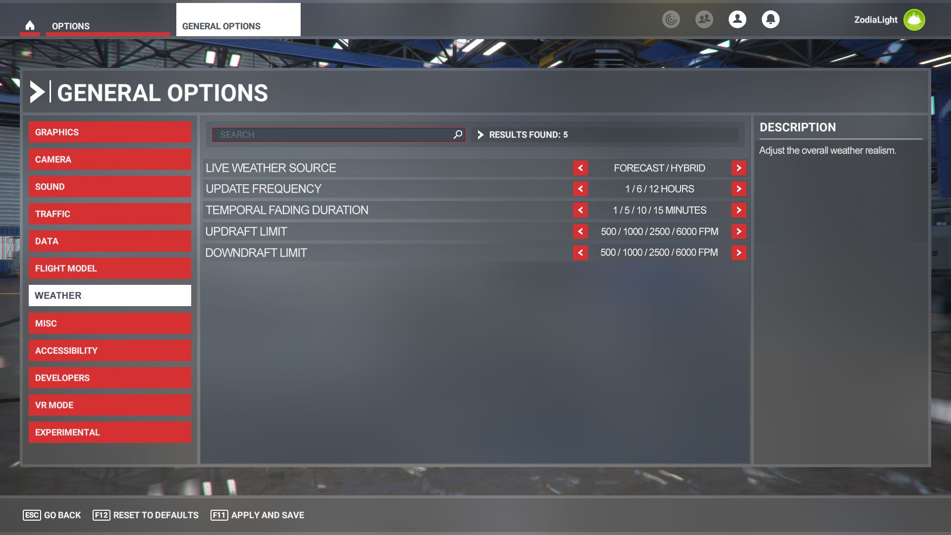 Live Weather - Toggle options (enable/disable) for METAR based weather ...