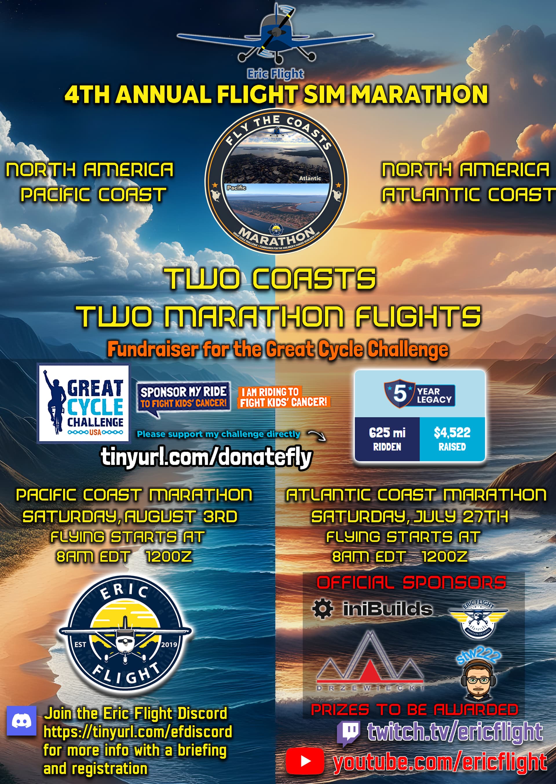 Eric Flight Fly the Coasts Fundraising Marathon Flights starting on ...