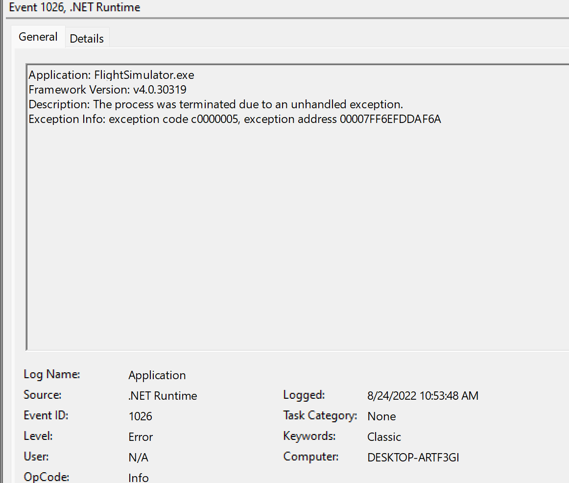 Having a CTD without error message, checked events viewer - Crashes (CTDs) - Microsoft Flight ...