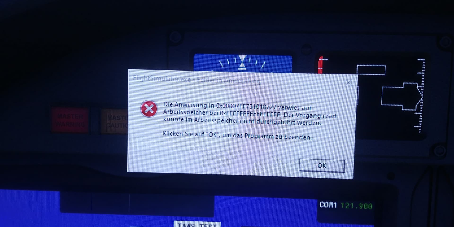 FlightSimulator.exe - Application Error (0x80000003) - A breakpoint has ...
