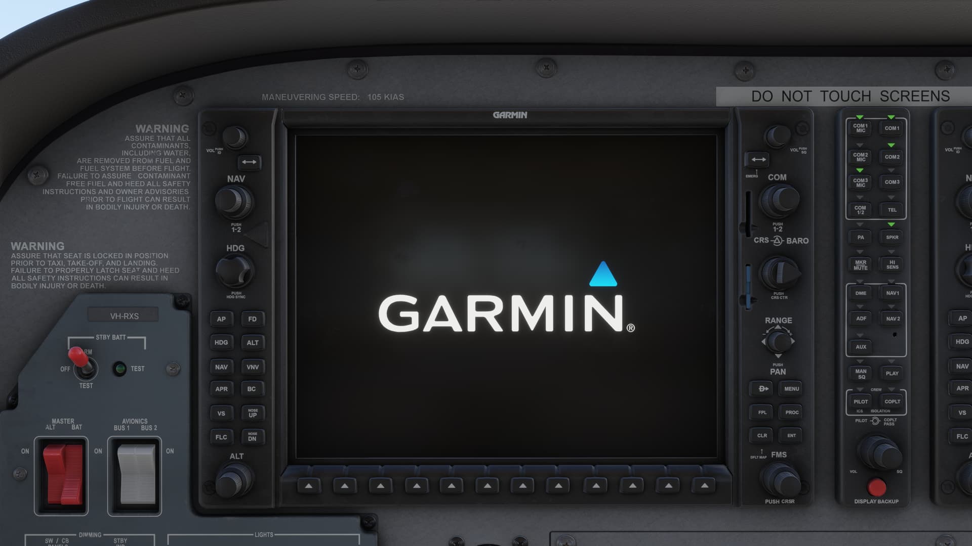 C172 - g1000 / while Master BAT on. STBY BATT ARMed position ...