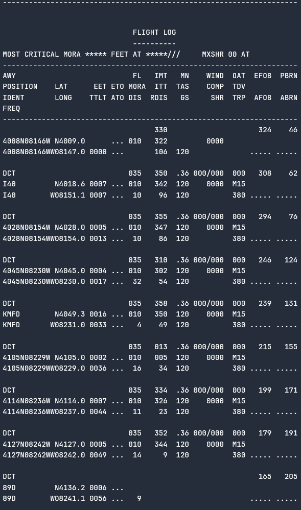 Website flight planner shows incorrect times on NAV LOG - User ...