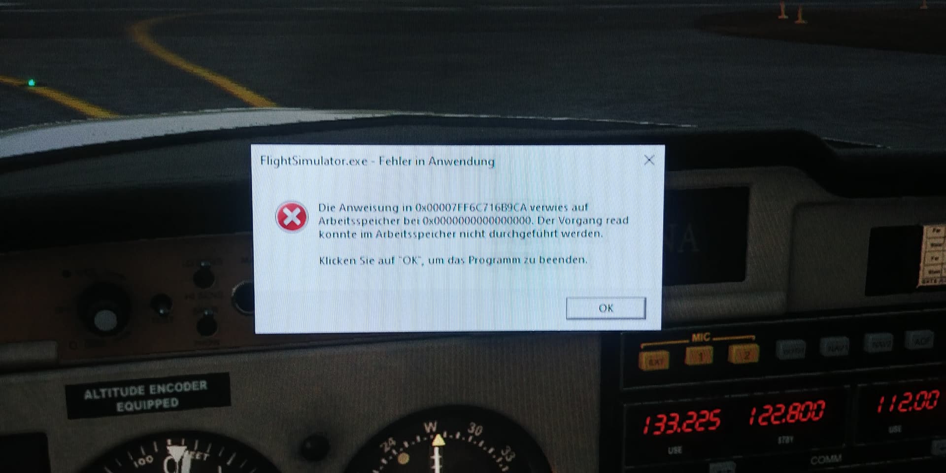 FlightSimulator.exe - Application Error (0x80000003) - A breakpoint has ...